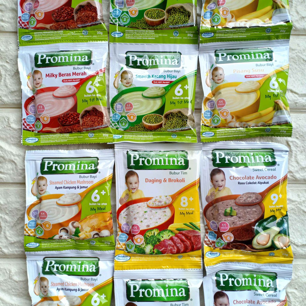 Jual PROMINA BUBUR BAYI 6+ SACHET 20 GR x 1PCS / 8+ SACHET 25 GR ...