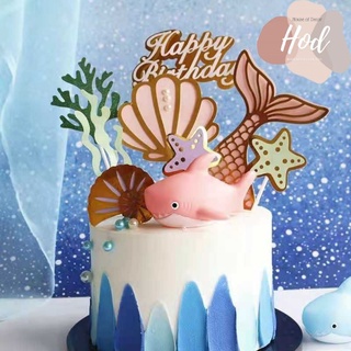 Jual 8pc / set Topper Mermaid Kilap Dan Hiu Blue Shark Pink shark ...