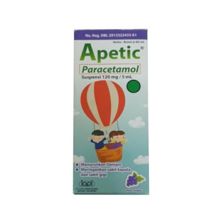 Jual Apetic Sirup Paracetamol 60ml - Obat Demam Indonesia|Shopee Indonesia