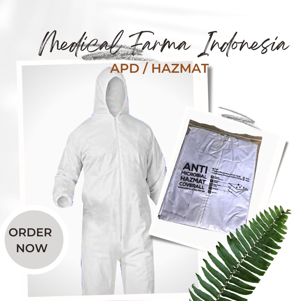 Jual BAJU APD SPOUNBOUND ANTI MICROBIAL HAZMAT COVERALL POLLYPROPILENE ...