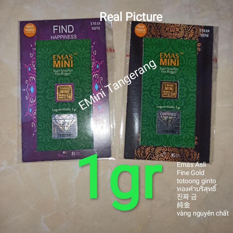 Emas Mini 1gr / Logam mulia / Emas Batangan 24K + Kwitansi Asli ...