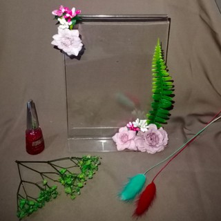 Jual Standing Frame Photo Acrylic A5 with artificial flower / bingkai ...