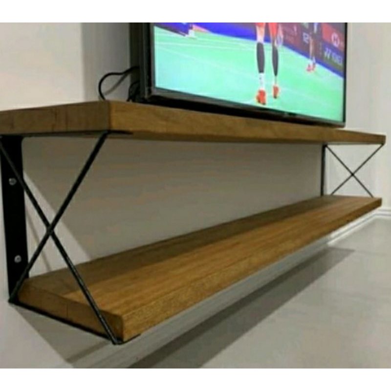 Jual Rak ambalan besi siku papan 2 tingkat tempel dinding | Shopee ...