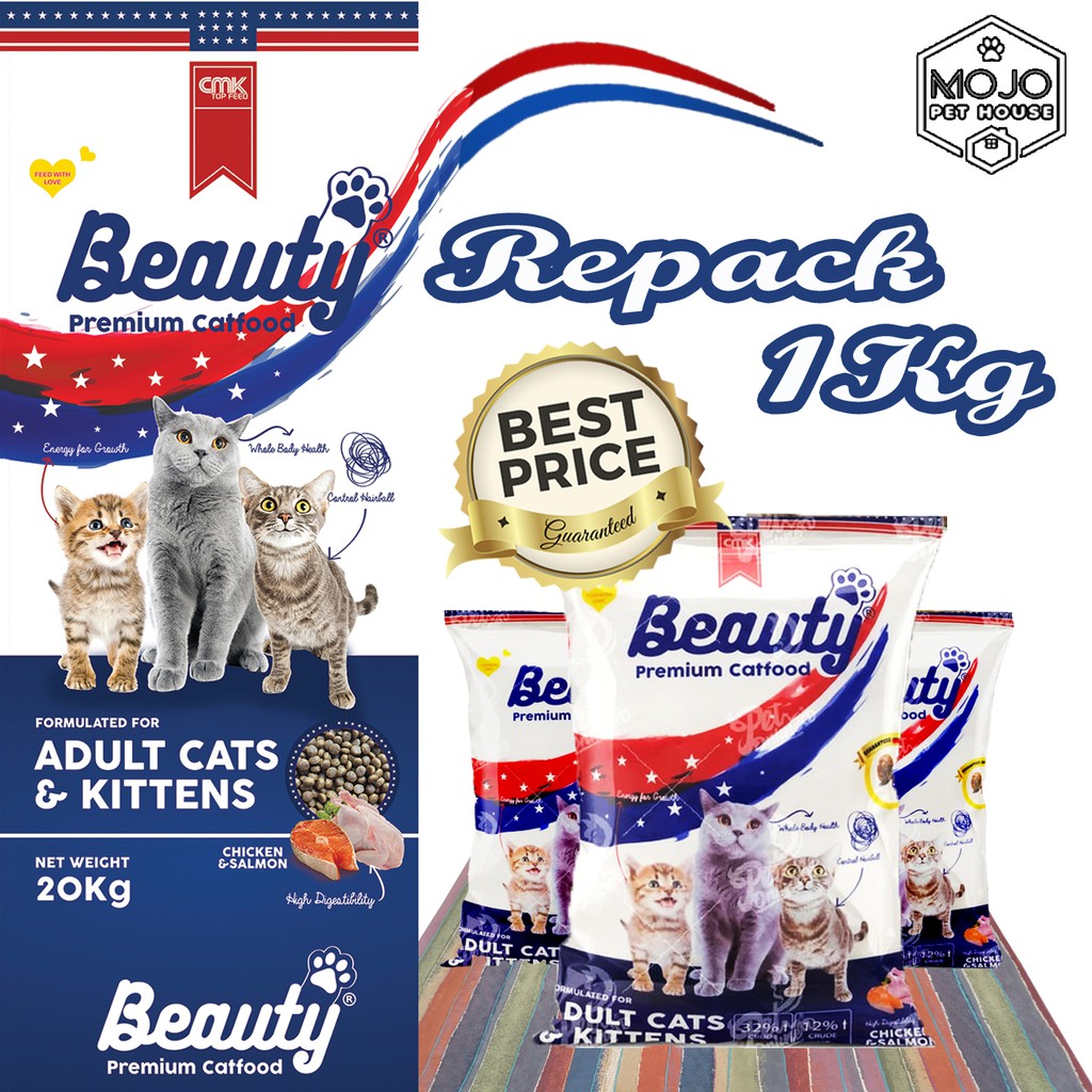 Jual MAKANAN KUCING BEAUTY CAT FOOD REPACK 1 KG - makanan kucing adult ...