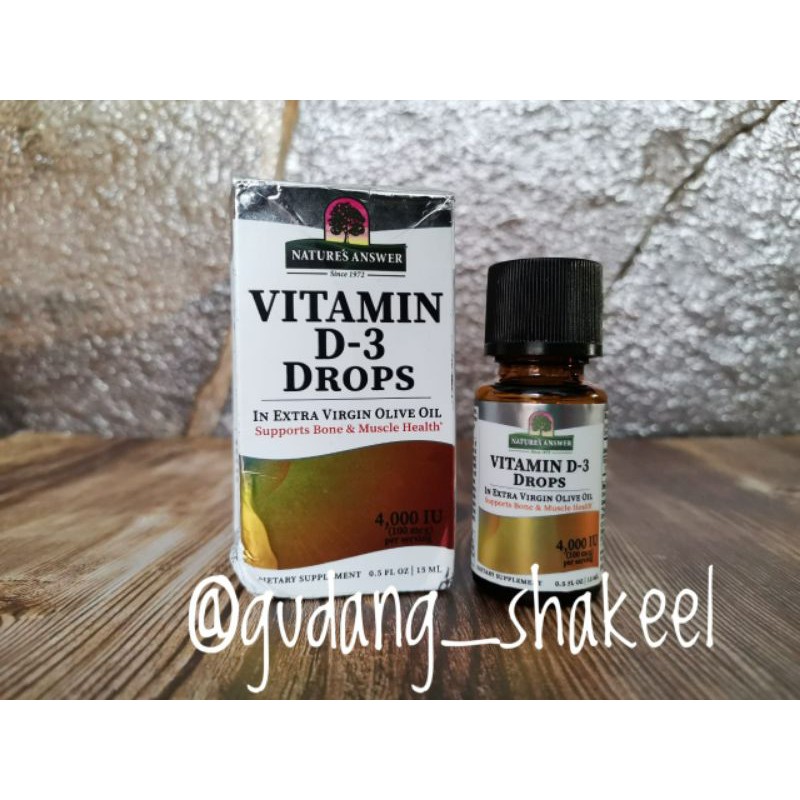 Jual Natures Answer Vitamin D3 Drops 100 mcg (4000 IU) 0.5 fl oz (15 ml ...