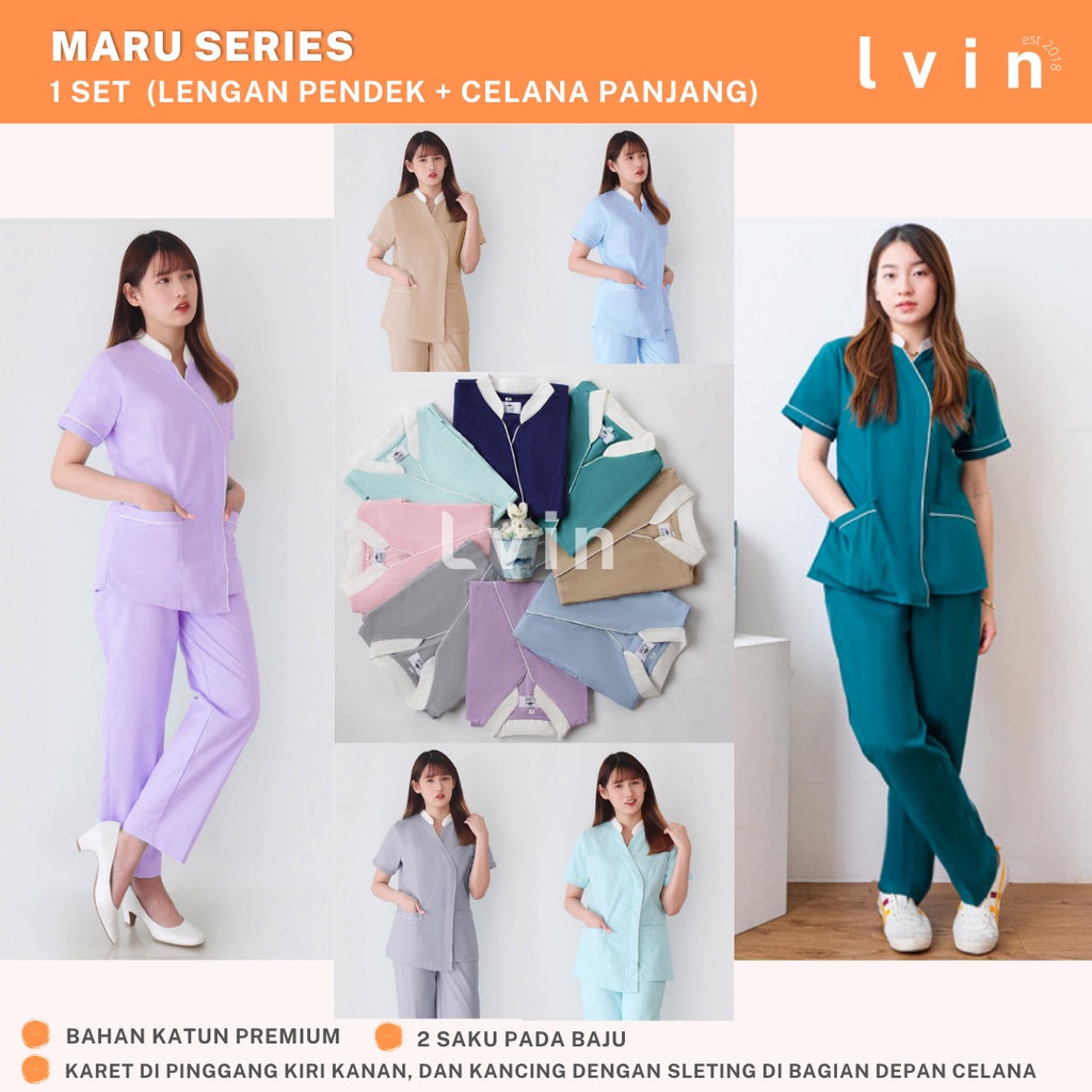 Jual Baju Suster Lengan Pendek Maru Series / Baju Seragam Suster Lengan ...