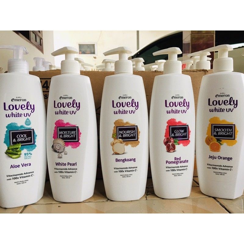 Jual EMERON LOVELY WHITE UV BODY LOTION BOTOL 500ML | Shopee Indonesia
