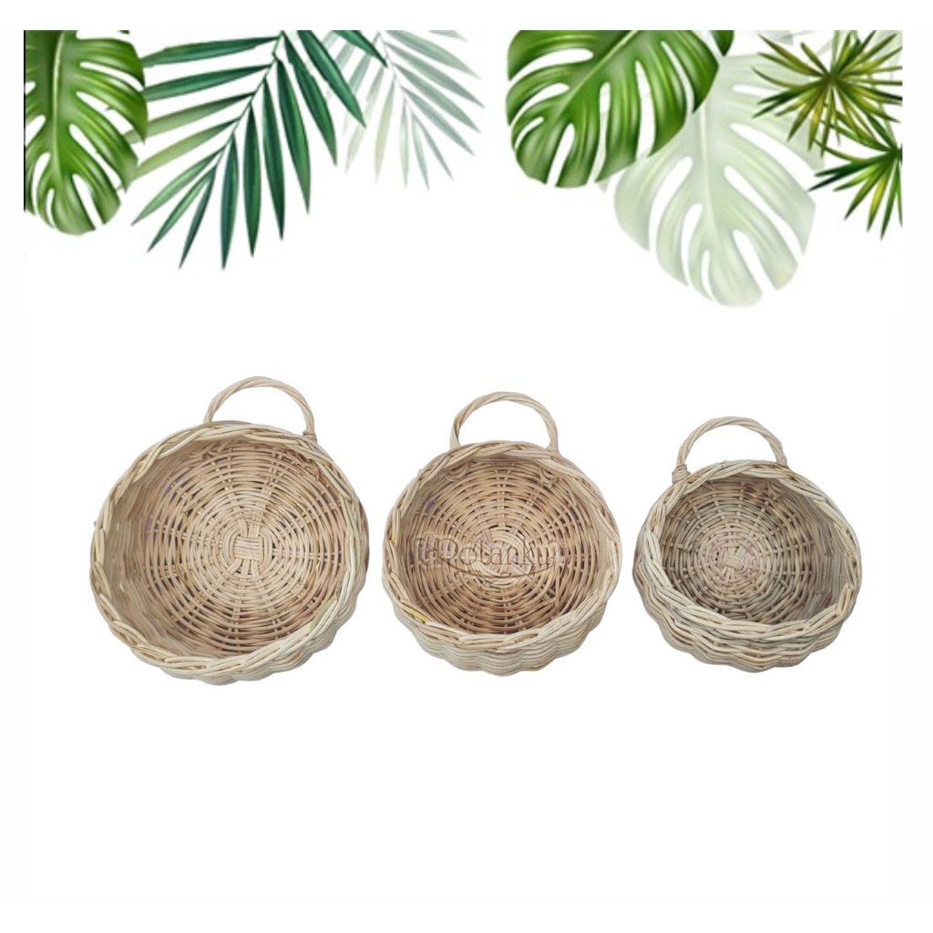Jual Pot atau Vas Bunga dengan bahan Rotan Dinding Tempel Gantung Daun ...