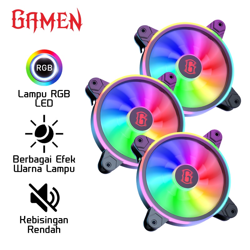 Jual GAMEN Gaming Fan Case RGB Fan Casing PC GCF300C Noise Reduction ...