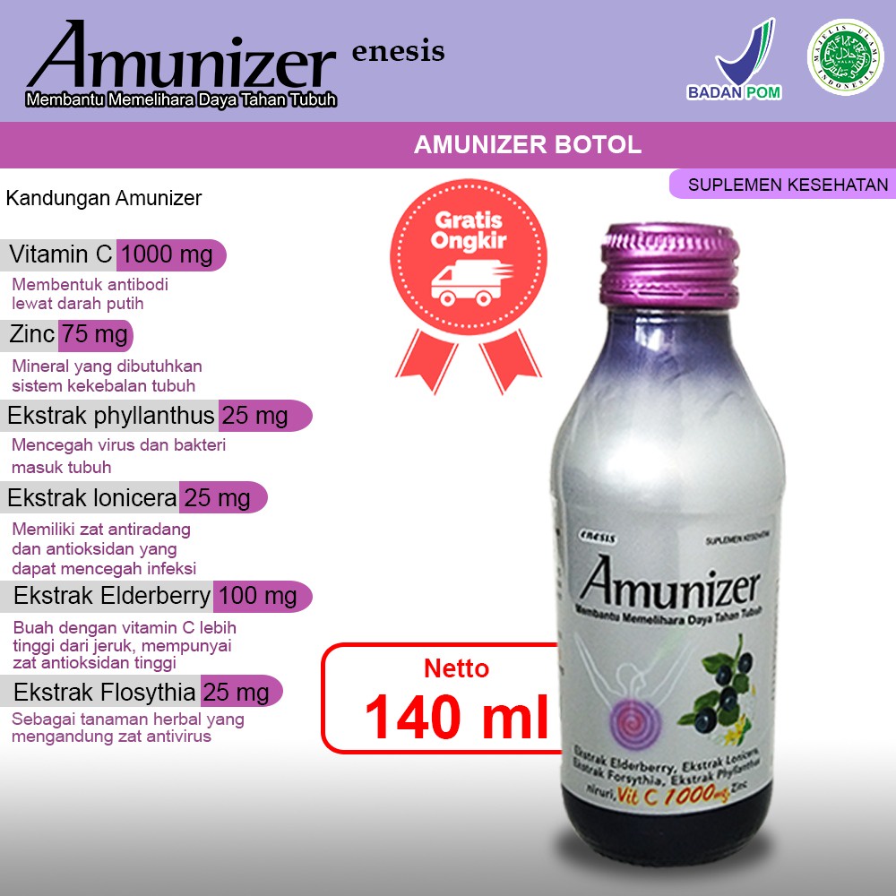 Jual Amunizer Vitamin C 1000 MG Botol 140 ML isi 4 Botol | Shopee Indonesia