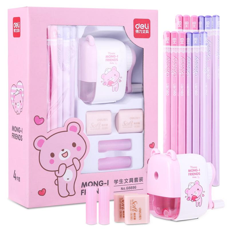 Deli Stationery set 4 in 1 rautan pensil 12pcs pensil 2 penghapus dan 2 ...