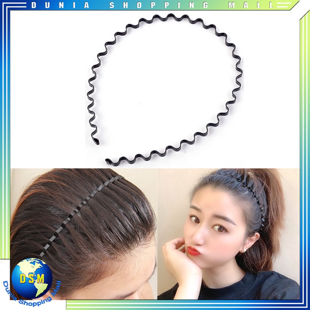 Jual DSM Bando Korea Bentuk Gelombang Zigzag Hitam Polos Bandana ...