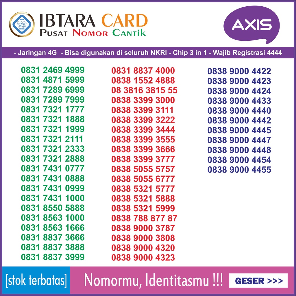 Jual Kartu Perdana Axis Nomor Cantik Axis Seri AX-150 | Shopee Indonesia