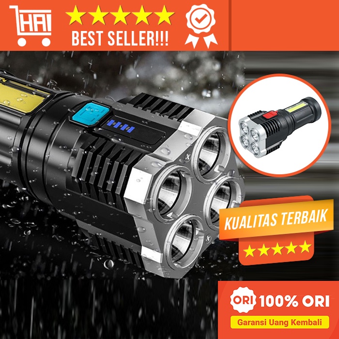 Jual LAMPU SENTER LED ANTI AIR SUPER TERANG JARAK JAUH BISA DI CAS RECHARGEABLE SENTER SENTER ...