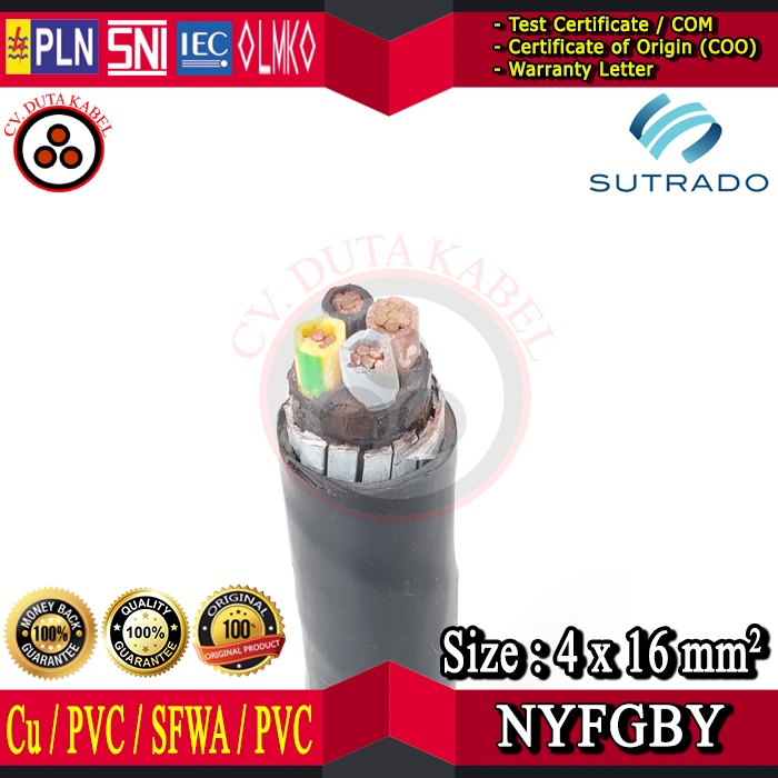 Jual Kabel NYFGBY 4x16 mm2 SUTRADO /4 x 16 mm2/4x16mm2/4x16 mm/4x16mm ...