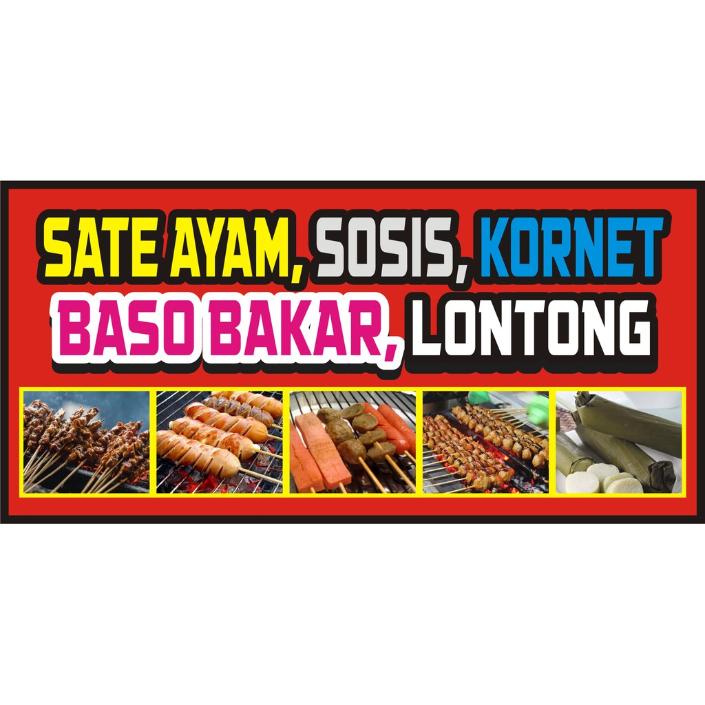 Jual Banner Sate Ayam dan Sosis Bakar Indonesia|Shopee Indonesia