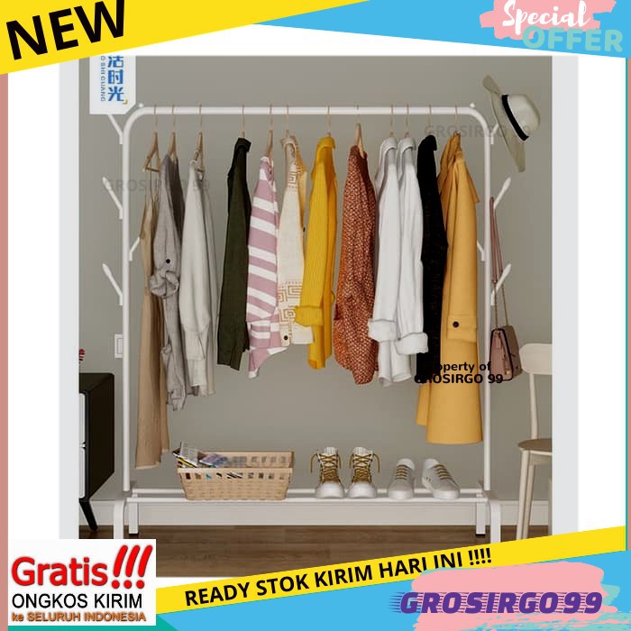 Jual Stand Hanger Singel Gantungan Baju Besi Anti Karat Portable ...