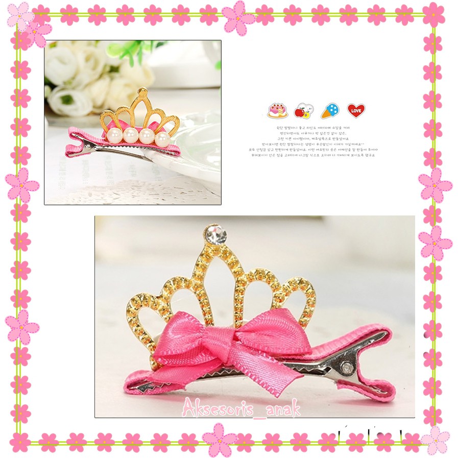 Jual Hairclip anak mahkota crown pita mahkota pink | Shopee Indonesia