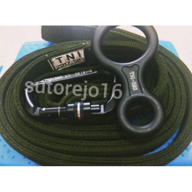 Jual Tali webbing, semi body harness besi carabiner D, figure 8 ...