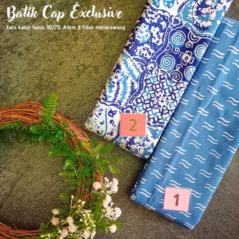 Jual Kain Batik Cap Halus Biru Langit Batik Cap Biru Bahan Batik Biru ...