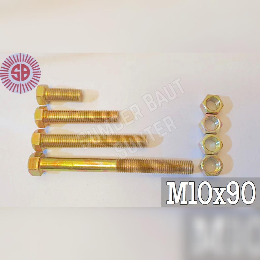 Jual M10x90 Baut Mur Hexagon Kuning BMK Hex 10x90 Kunci 14 Galvanis | Shopee Indonesia