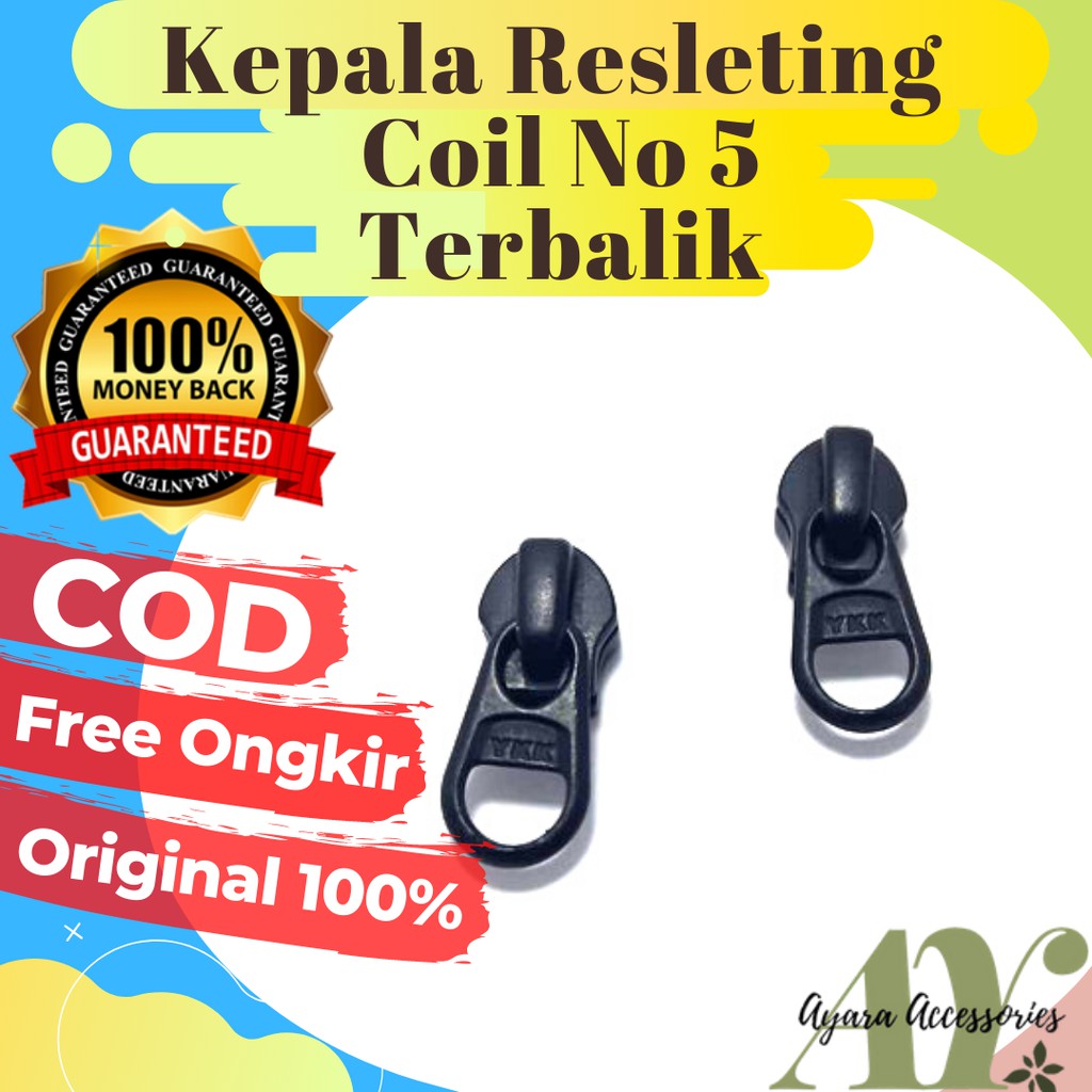 Jual KEPALA RESLETING SLETING ZIPPER YKK COIL HITAM DOFF NO 5 TERBALIK ...