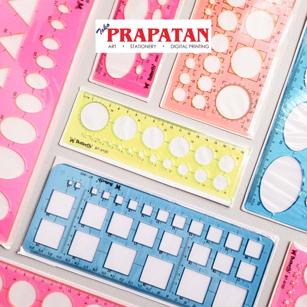Jual Penggaris Mal Cetakan Butterfly Kotak/Lingkaran/Oval Indonesia ...
