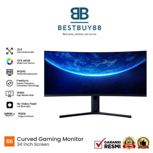 Jual Monitor Gaming Ultra Wide Curved 1440P 144Hz Free-Sync 34 Original ...