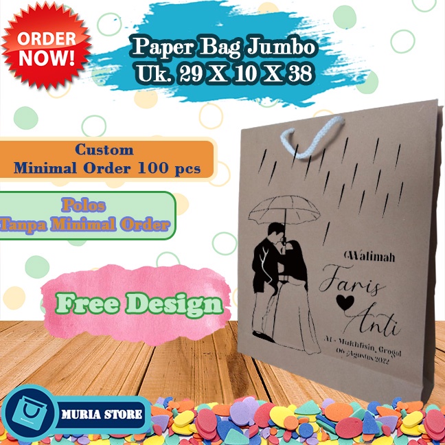 Jual GROSIR PAPER BAG KADO / PAPER BAG CUSTOM / GOODIE BAG JUMBO 29 x ...