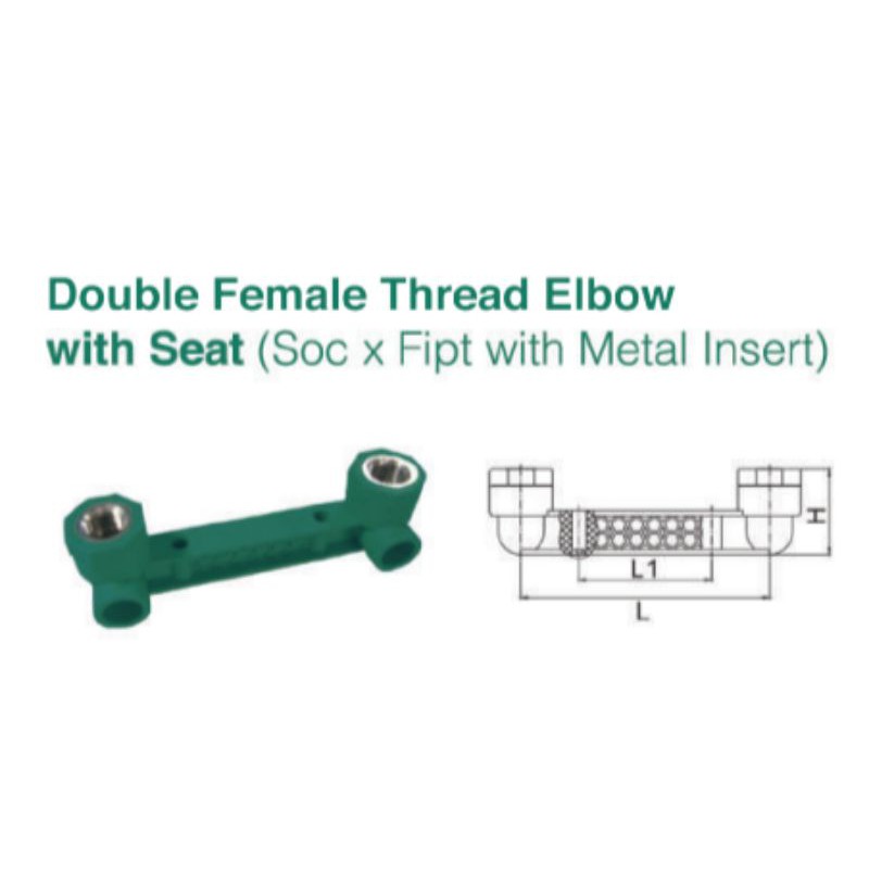 Jual Double Female Thread Elbow - PPR - 25 x 1/2" MM - Lesso | Shopee ...