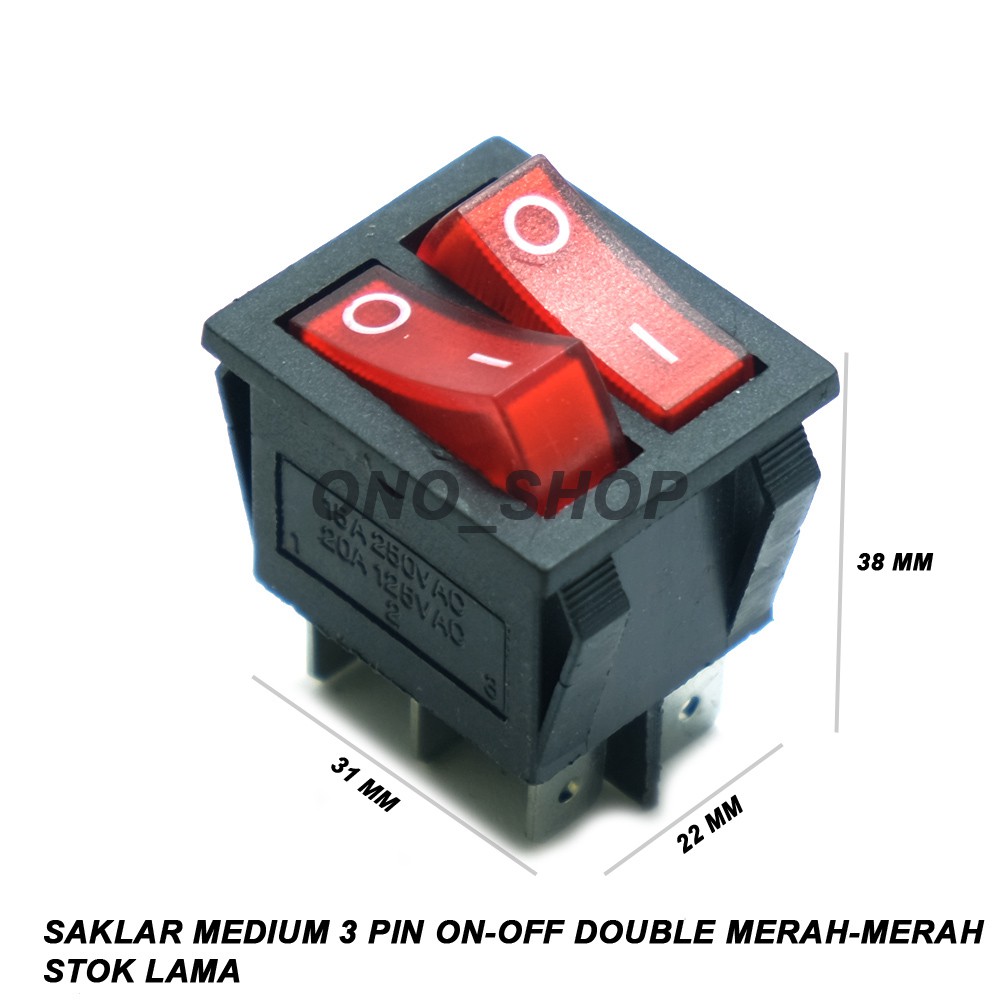 Jual Saklar Medium 3 Pin On-Off Double Merah-Merah - Stok Lama | Shopee ...