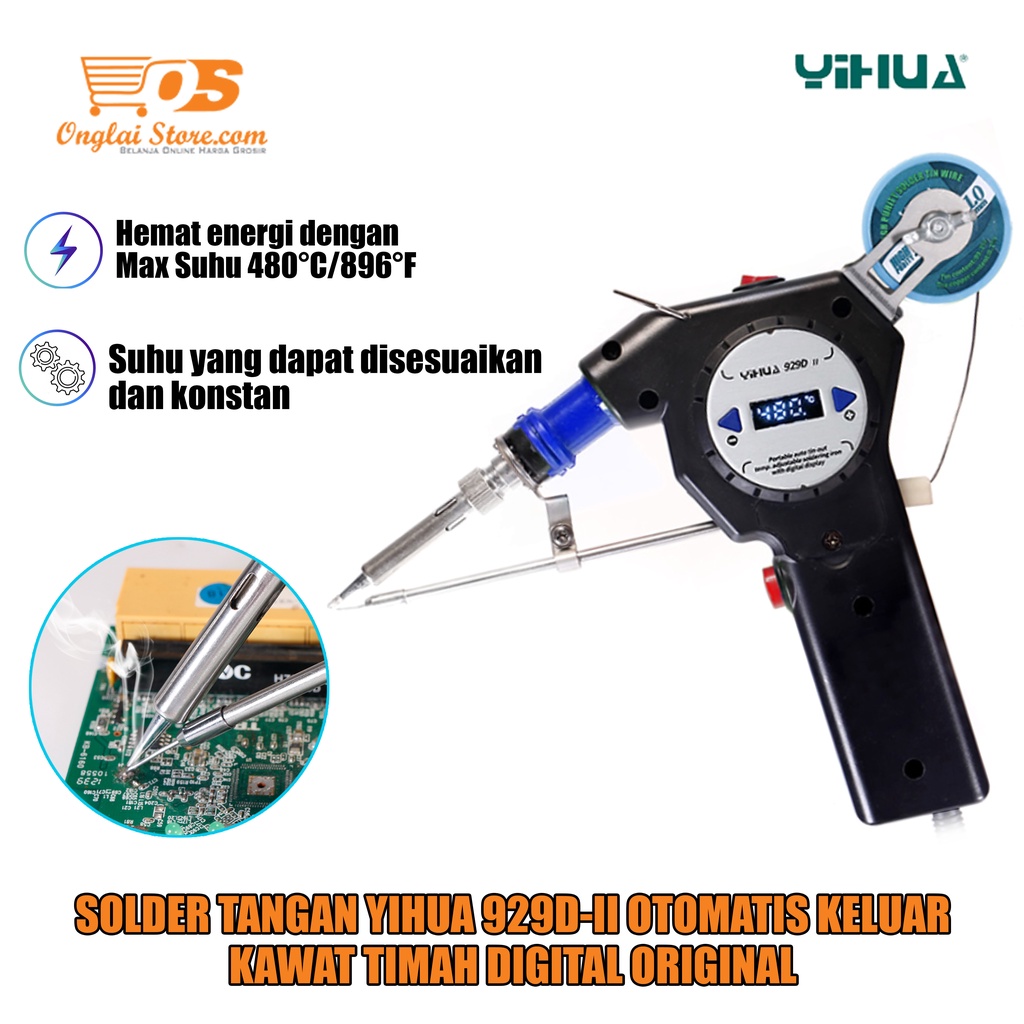 Jual Solder Tangan / Solder Pistol YIHUA 929D-II OTOMATIS Keluar Kawat Timah | Shopee Indonesia