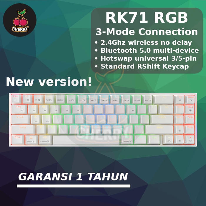 Jual Royal Kludge RK71 RGB 3-mode Hotswap Wireless Bluetooth Mechanical Keyboard | Shopee Indonesia