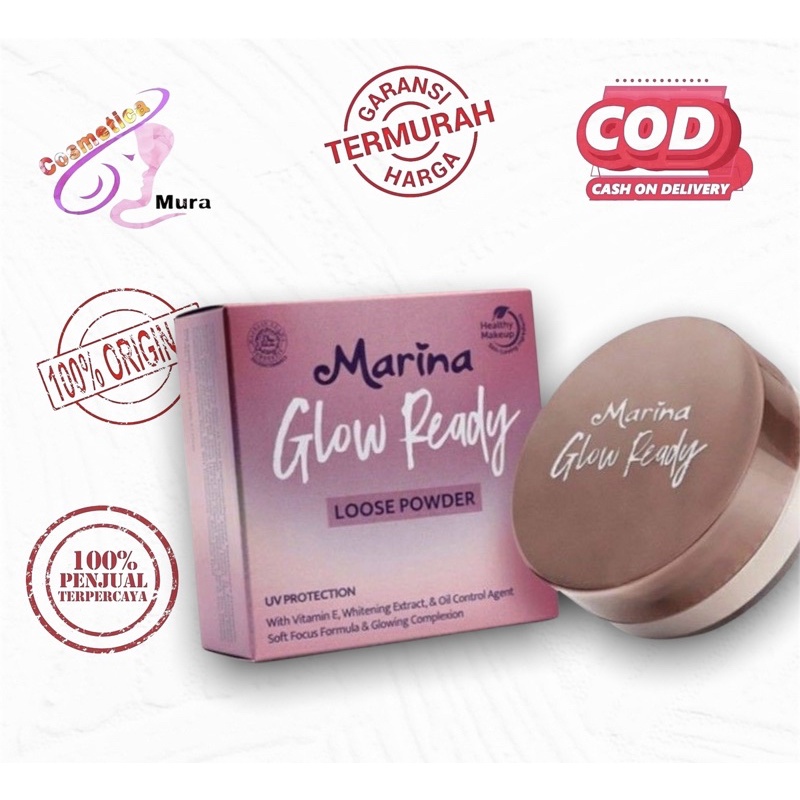 Jual marina glow ready loose powder || bedak tabur marina glow ready ...
