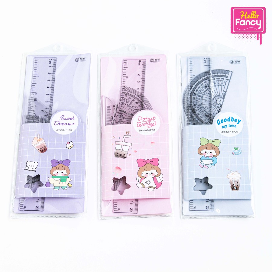 Jual Penggaris Segitiga Busur dan Lurus Fancy Anak / Premium Ruler ...