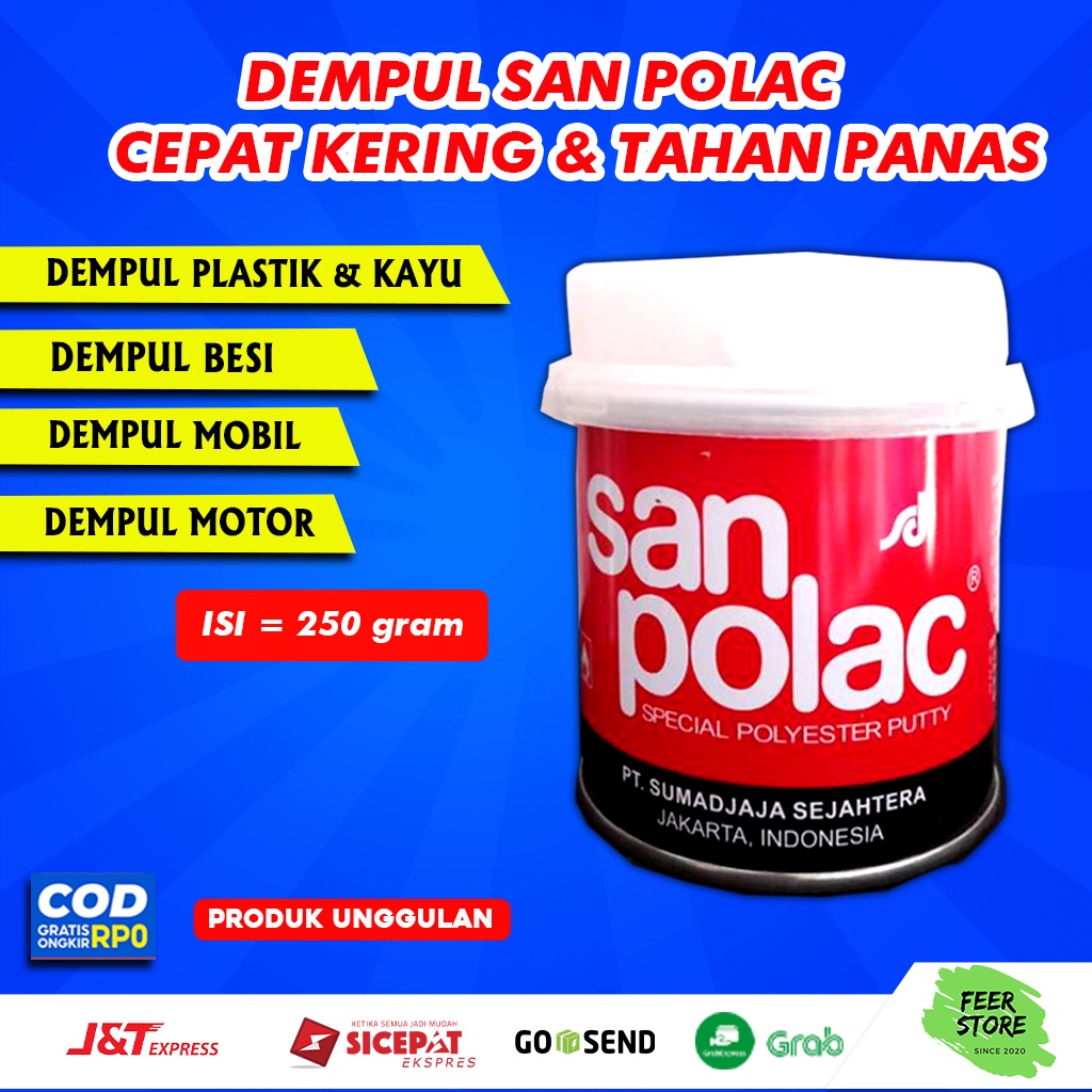 Jual Dempul Kayu Plastik Motor Mobil Cepat Kering Dempul San Polac 250 ...