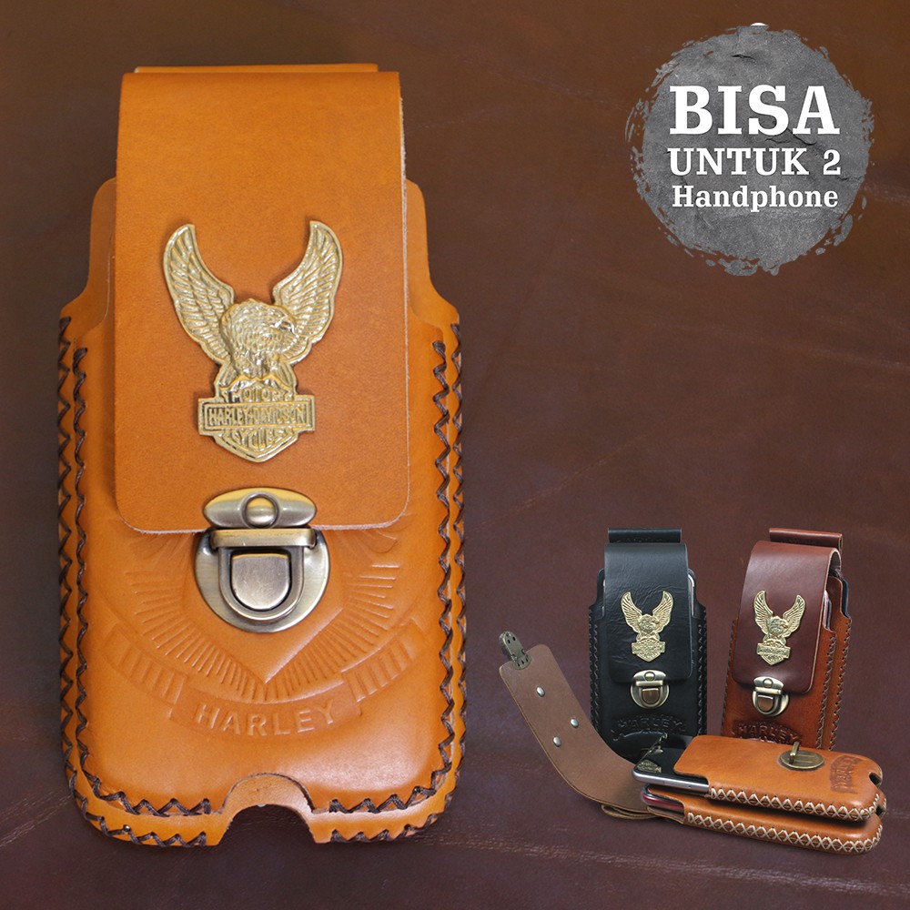 Jual Dompet HP Pinggang Kulit Asli Sarung HP Pria LOGO HD Jahitan Rapi ...