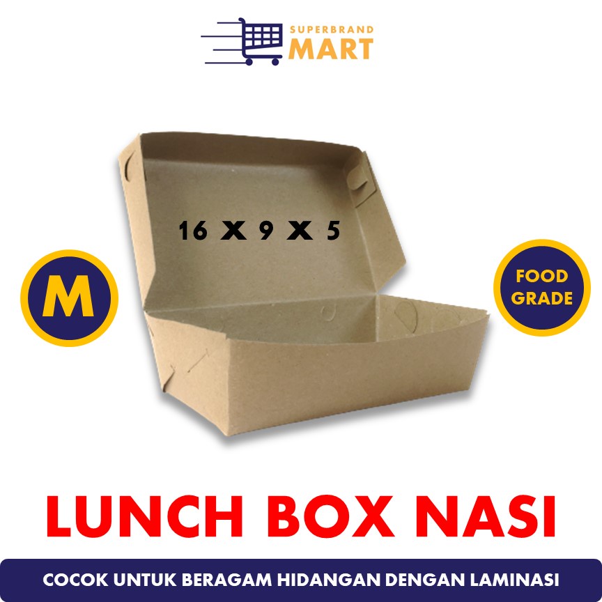 Jual Kotak Nasi Lunch Box Catering Kraft Laminasi Dalam Medium Kotak ...