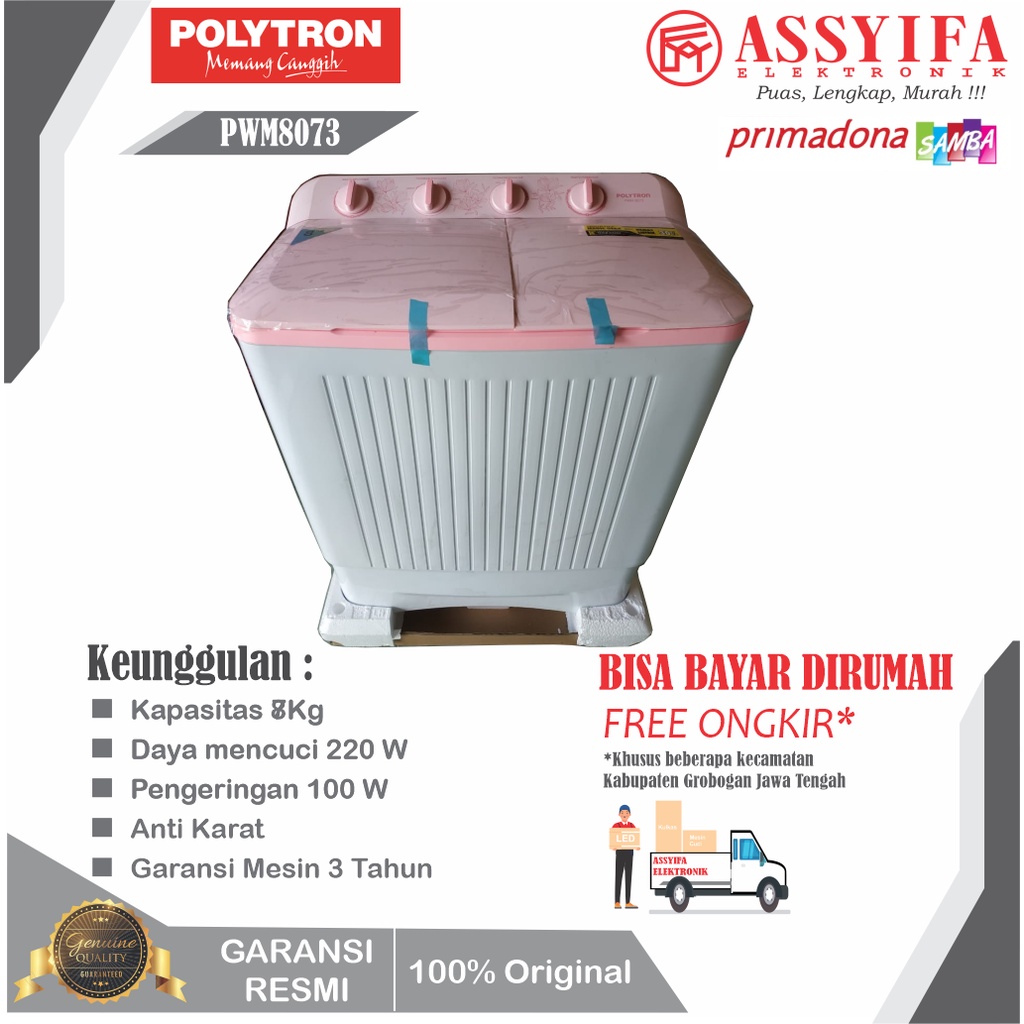 Jual MESIN CUCI POLYTRON 2 TABUNG PWM 8073 GARANSI RESMI | Shopee Indonesia