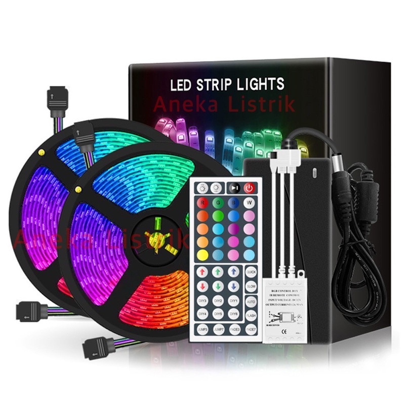 Jual PAKET LAMPU LED STRIP 5050 3528 2835 RGB 5M 10M IP44 IP33 RGB ...