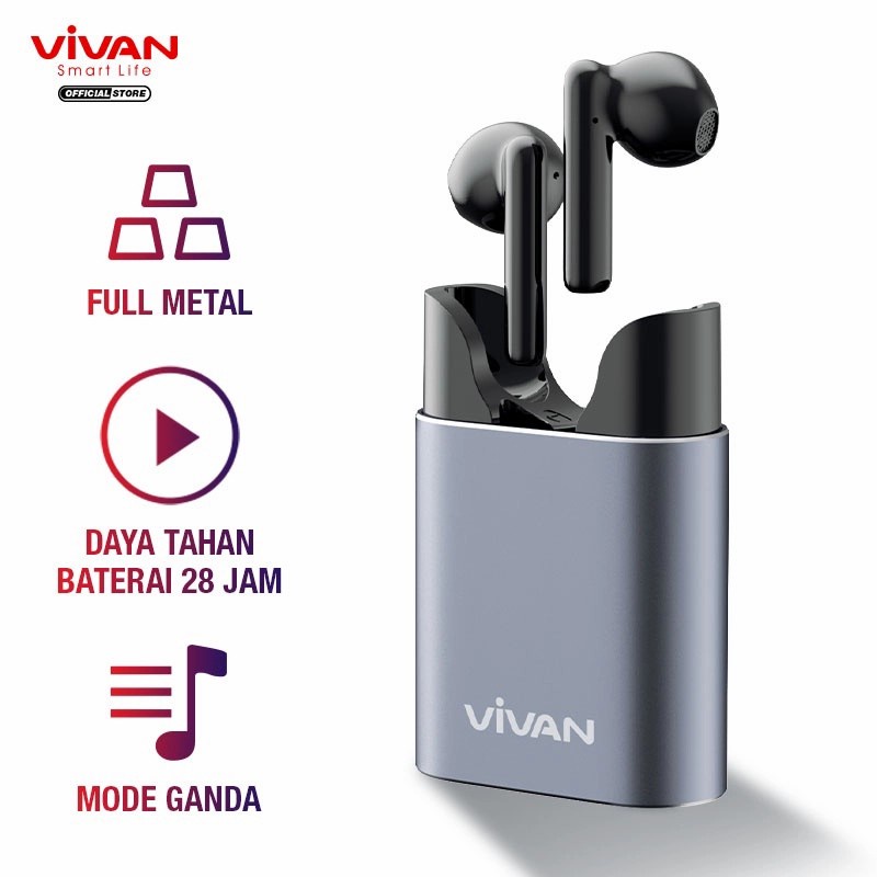 Jual VIVAN LIFE 100 Wireless Bluetooth Headsets Earbuds TWS Metallic ...