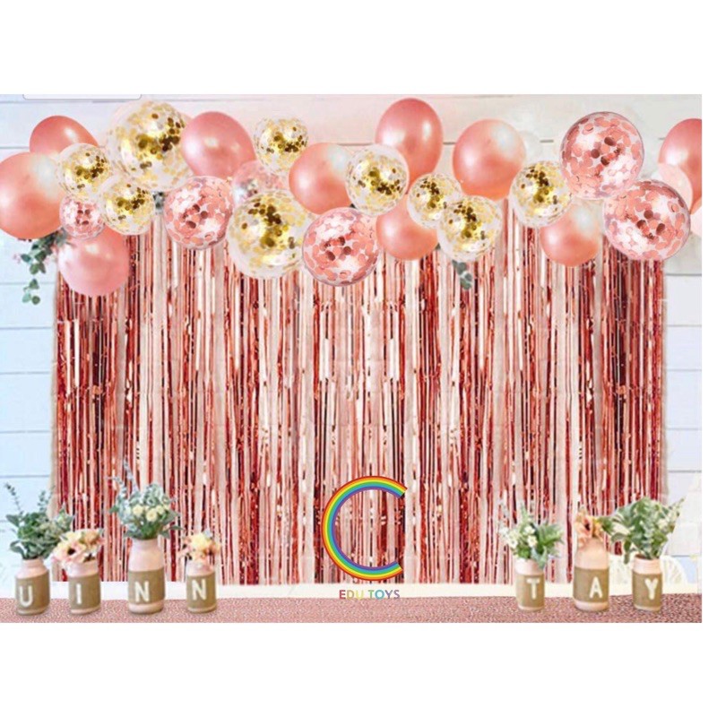 Jual Paket Set dekorasi tema Rose Gold / GOLD / merah / biru / hitam ...