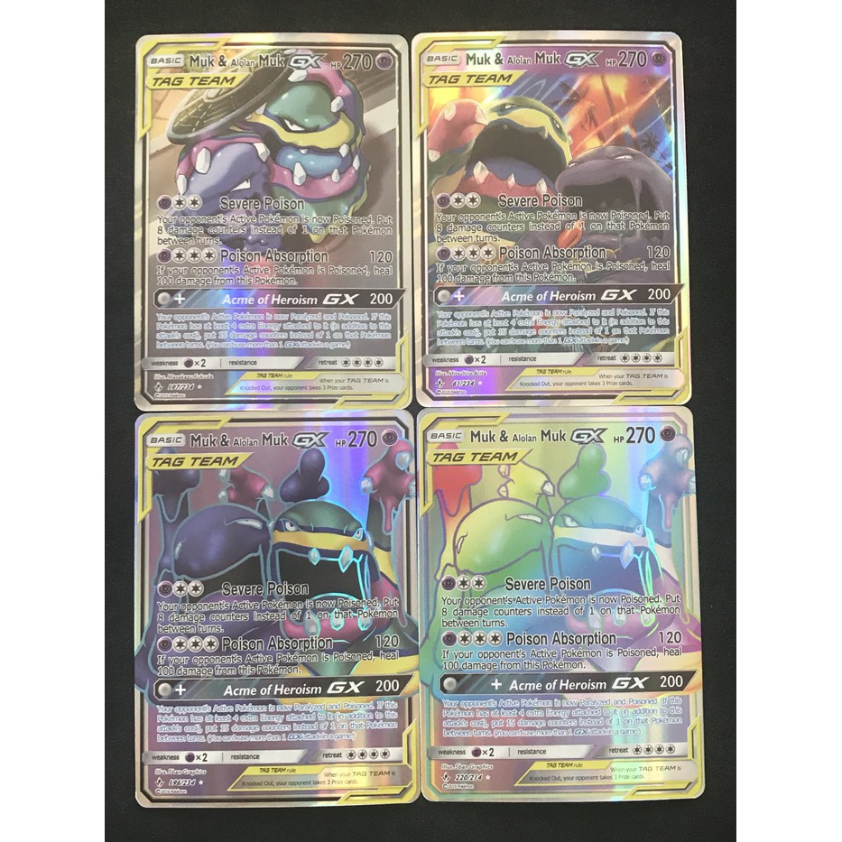 Jual Kartu Pokemon TCG Sun&Moon Tag Team Muk & Alolan Muk GX (4 kartu ...