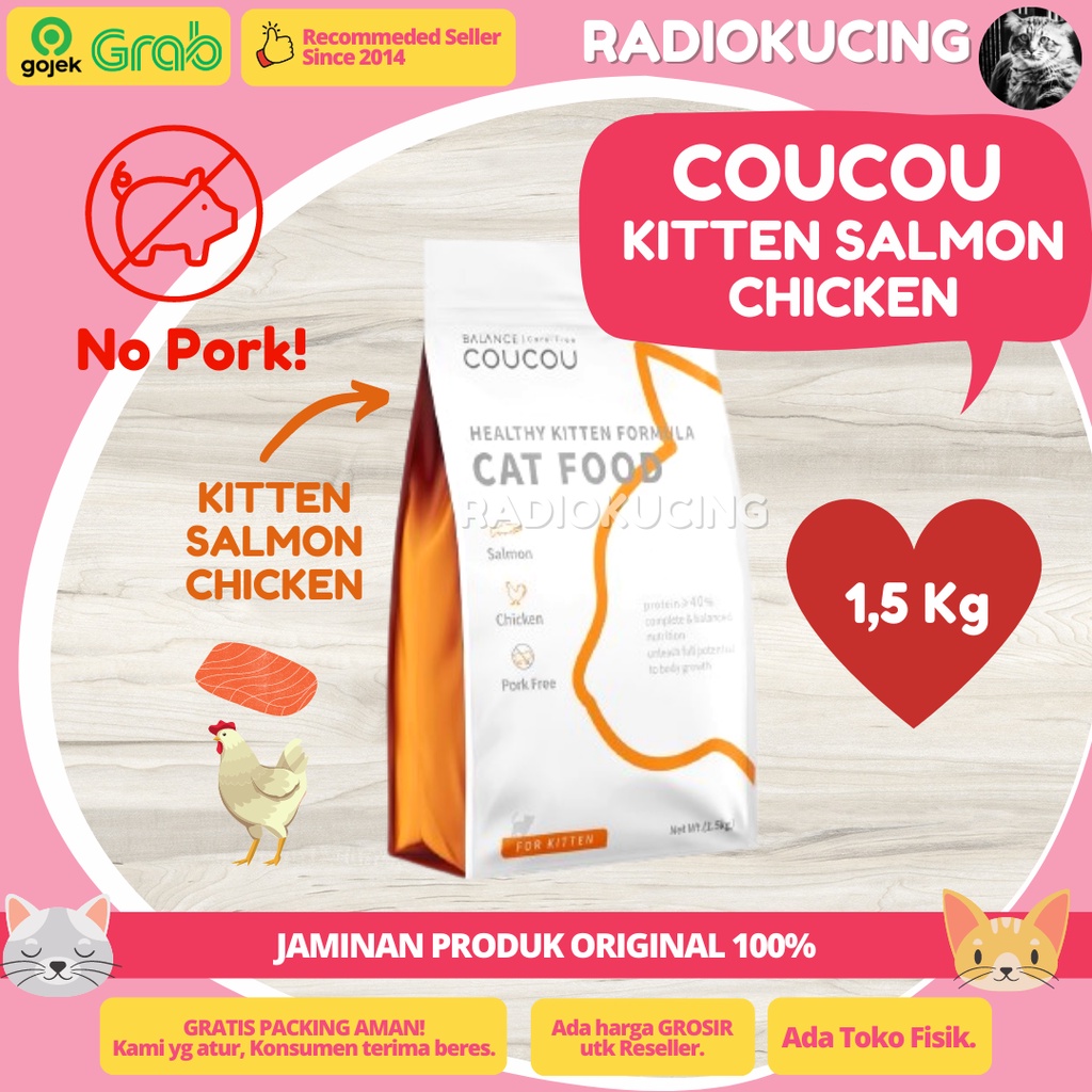 Jual Coucou Kitten 1.5 Kg Salmon & Chicken Dry Food Makanan Kucing Cou ...