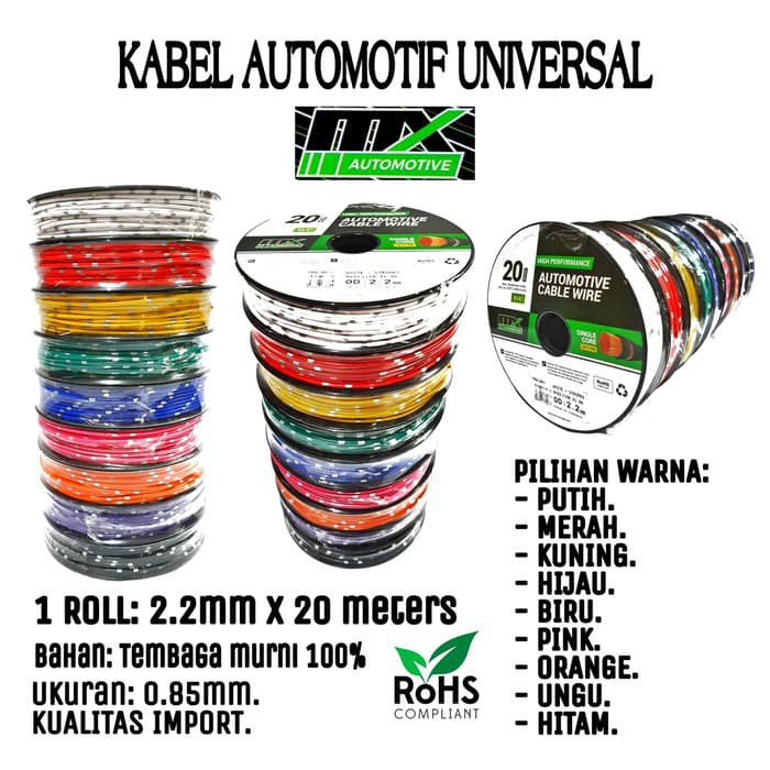 Jual KABEL OTOMOTIF MOBIL MOTOR KABEL ROLL BINTIK MOBIL AVS 0.75MM X ...