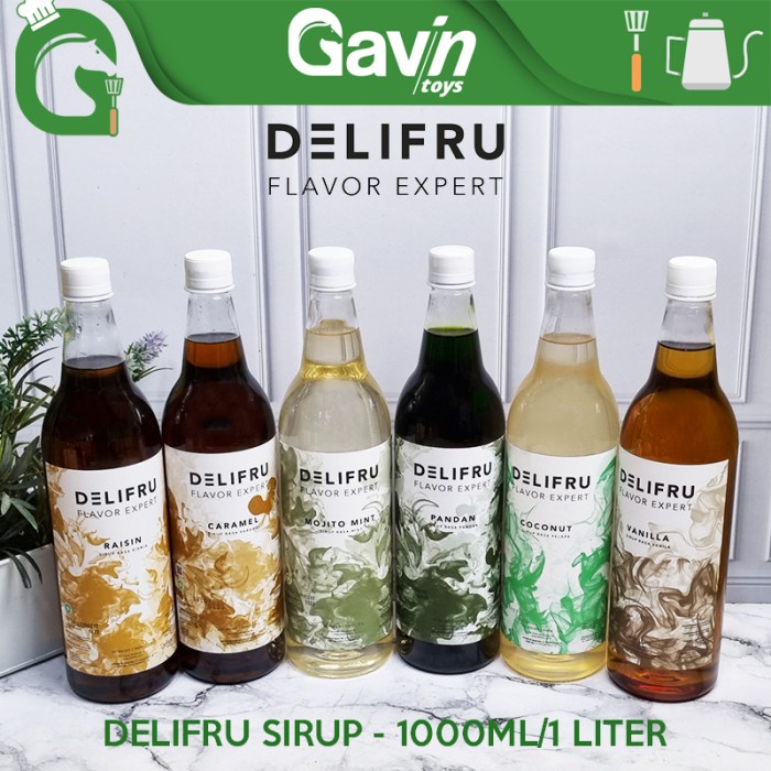 Jual Sirup Delifru 1L Rasa Caramel Vanilla Pandan Kelapa Mint Raisin ...