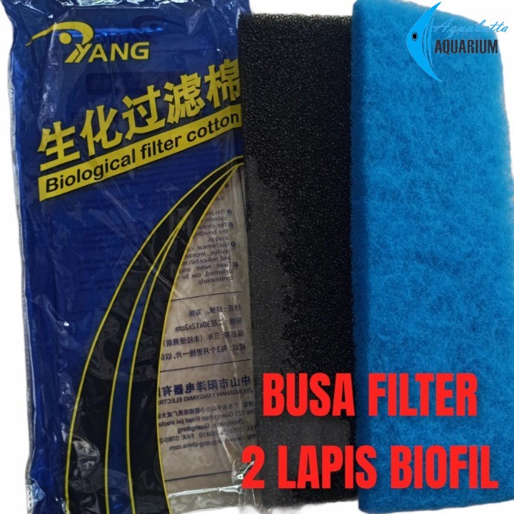 Jual Kapas Busa Filter Aquarium Yang 2 Lapis Biru Hitam Media Filter ...