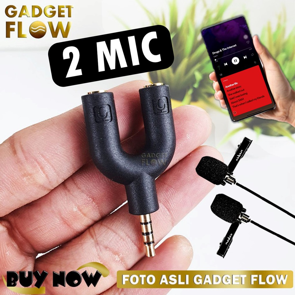 Jual Splitter 2 Microphone Mic to Mic Audio Adapter Dua Dual Mikrofon ...