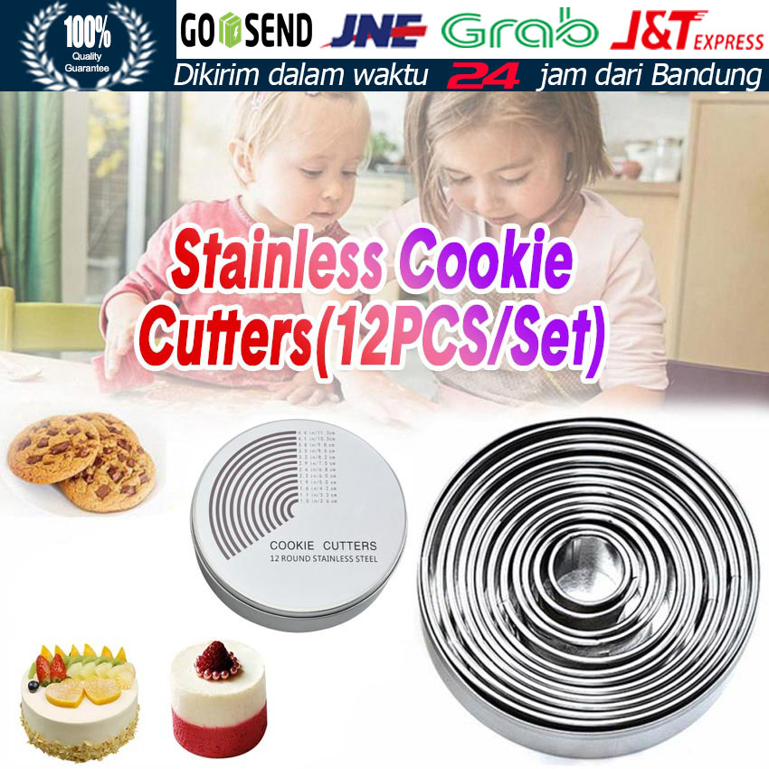 Jual Paket 12pcs Ring Cutter Bulat Stainless Cetakan Kue Fondant Mousse ...