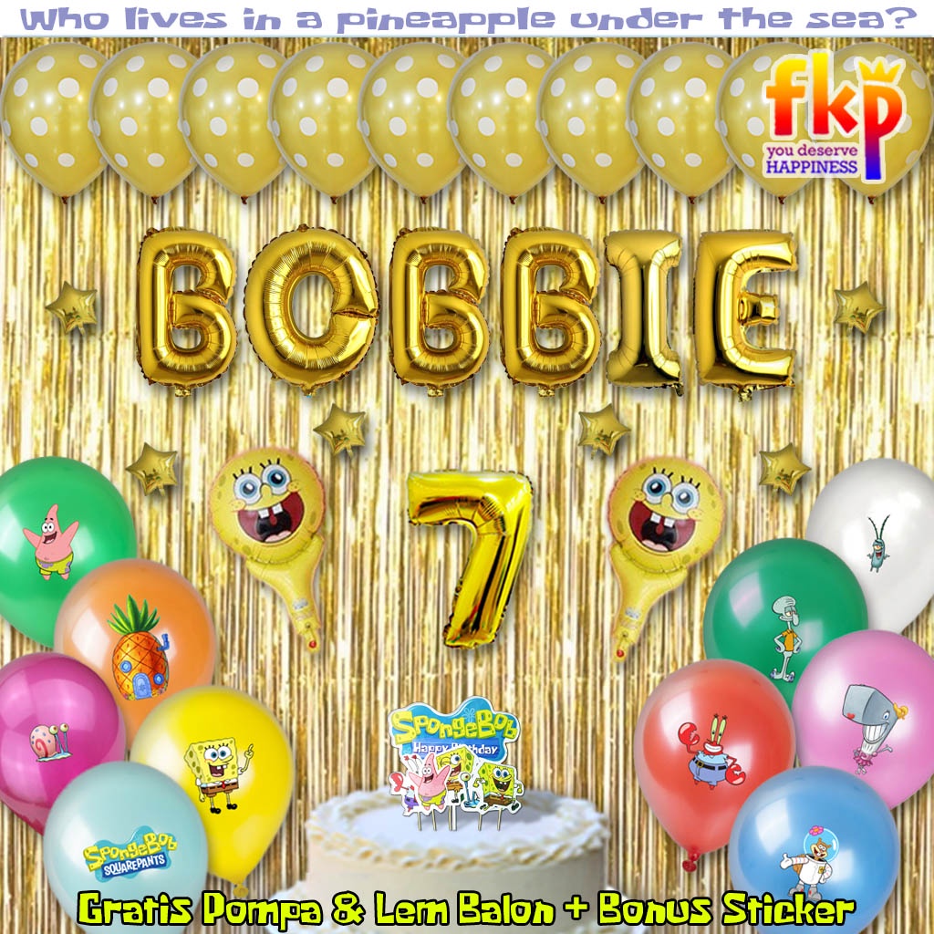 Jual FUN KIDS PARTY Paket Dekorasi Ulang Tahun SpongeBob / Paket Dekor ...
